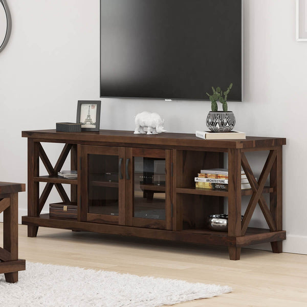 cross solid wood tv unit – Kalyanam Furniture